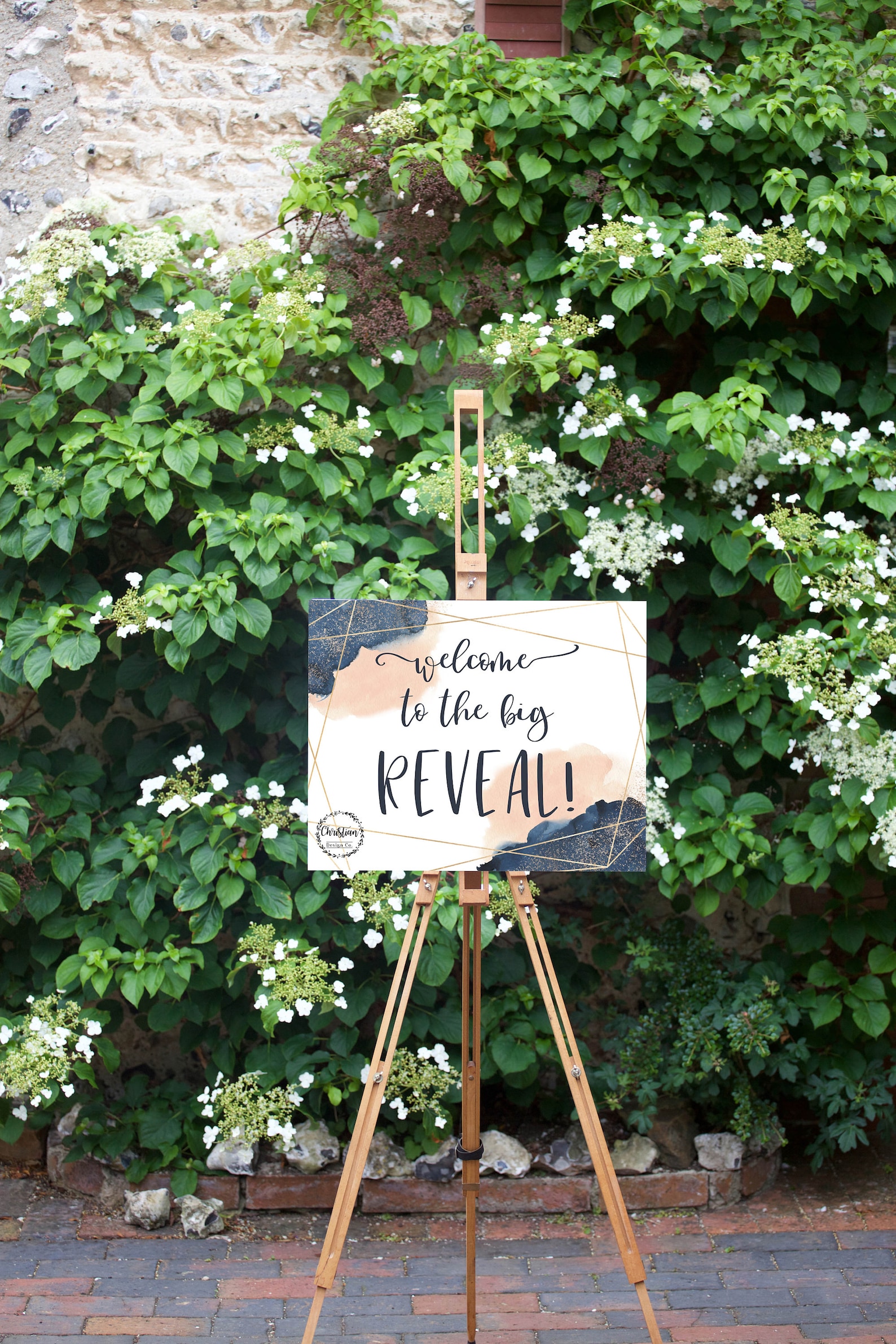 Navy and Blush Gender Reveal Sign, Reveal Welcome Sign Printable, Rose ...