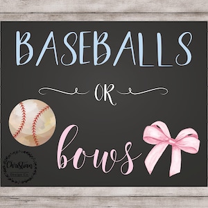 Gender Reveal Decorations, Baseball or Bows, Baseballs or Bows ...