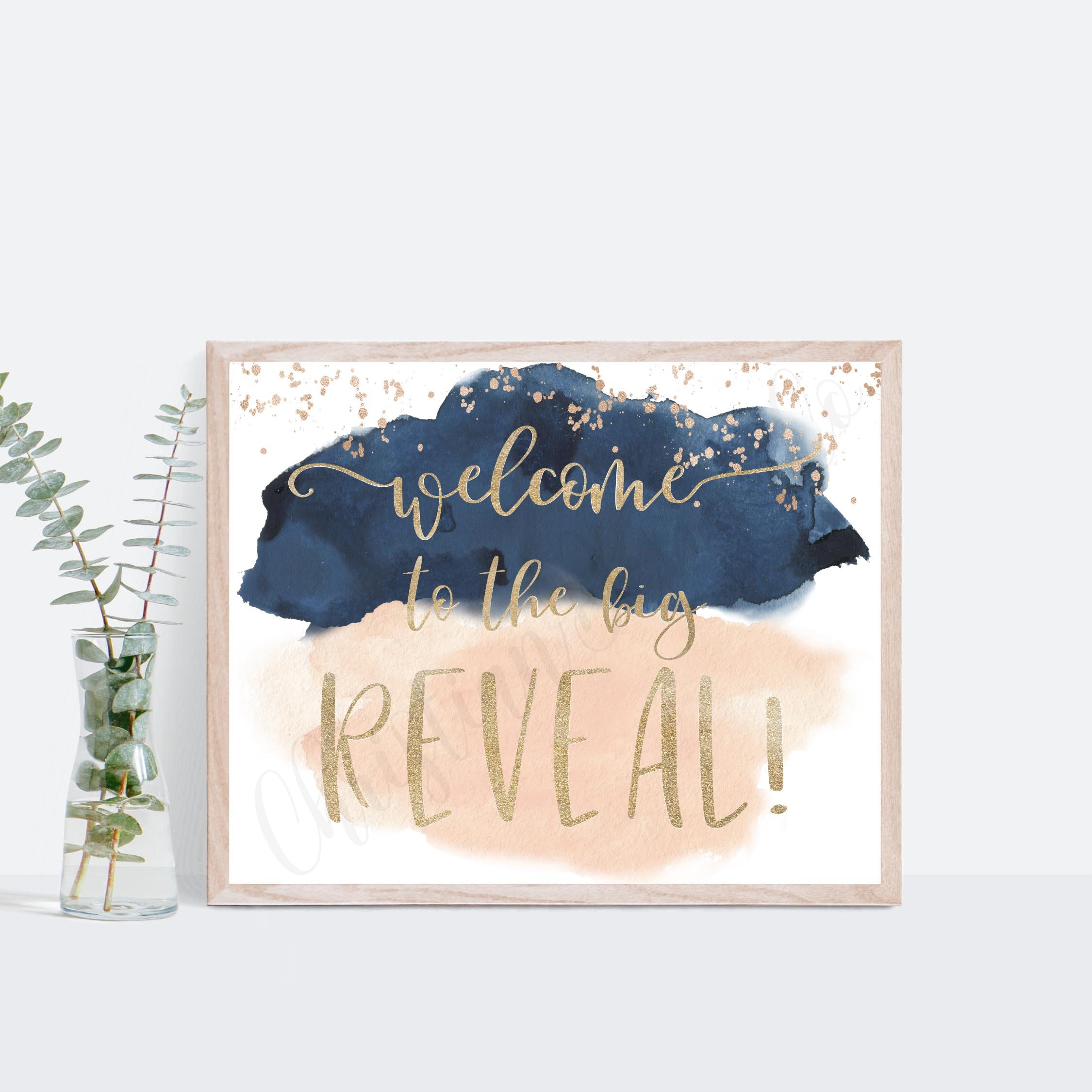 Navy and Blush Gender Reveal Sign Reveal Welcome Sign - Etsy
