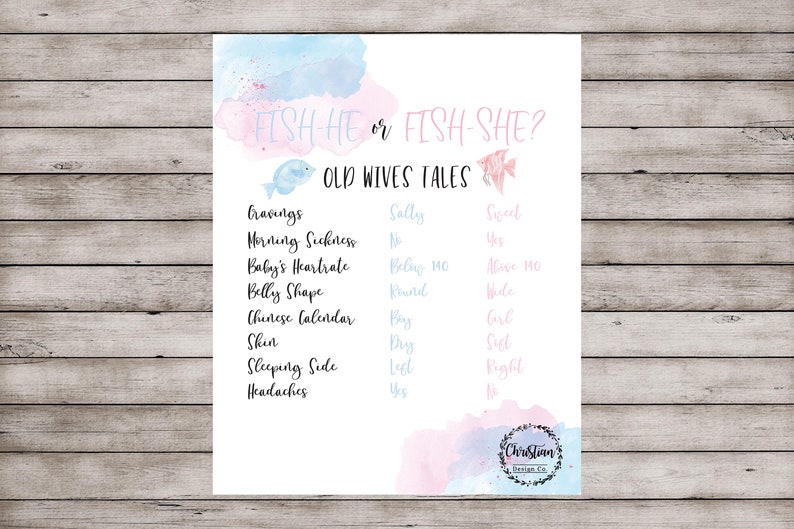 Fishing Gender Reveal Fish He or Fish She Old Wives Tales - Etsy