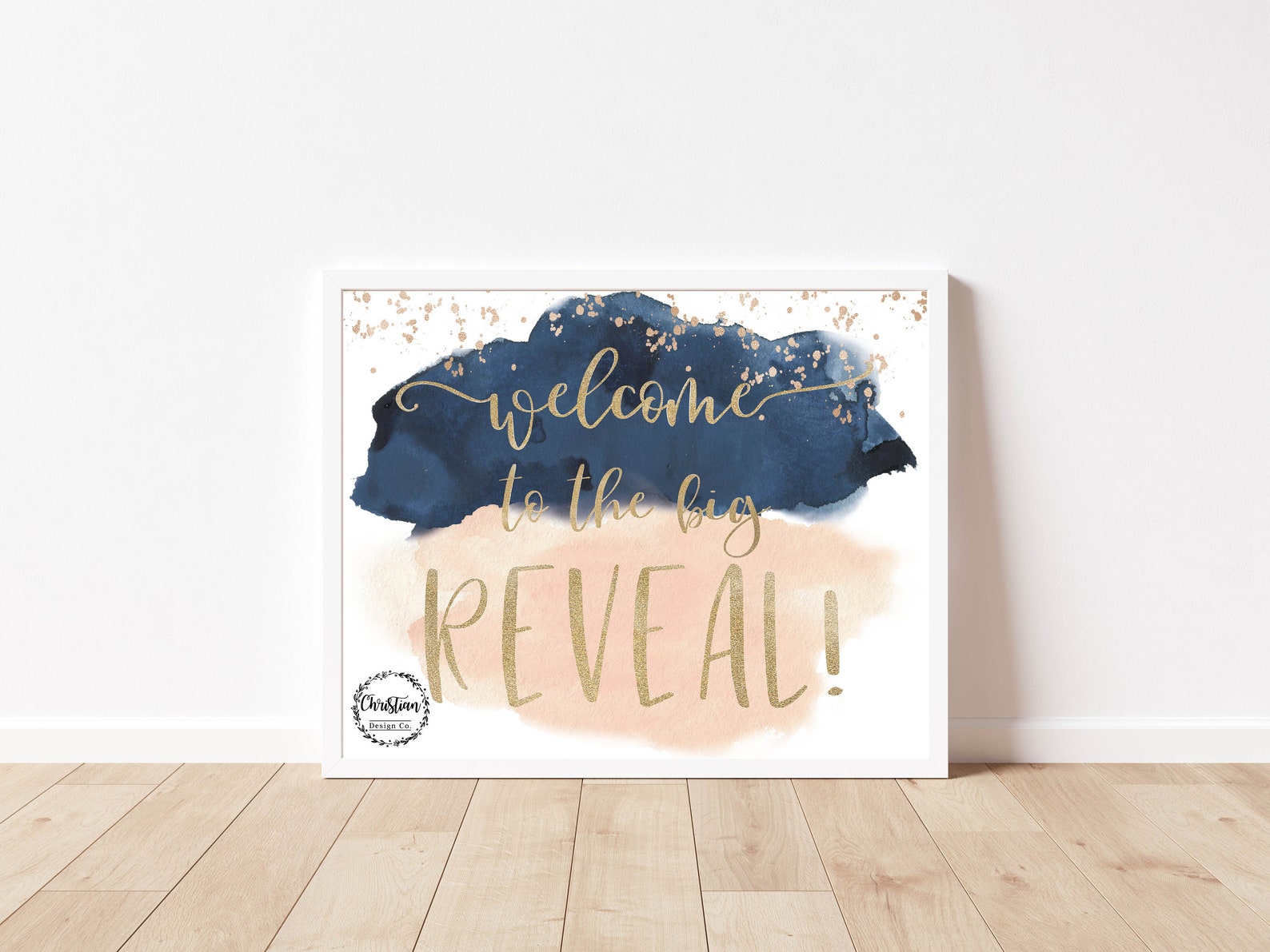 Navy and Blush Gender Reveal Sign Reveal Welcome Sign - Etsy