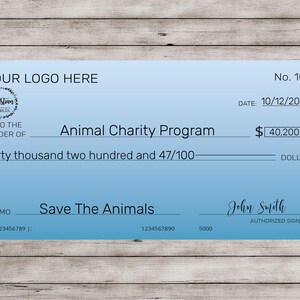 Giant Check, Presentation Check, Big Check, Oversized Check, Giant ...