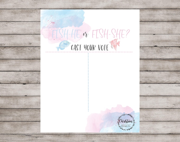 Fishing Theme Gender Reveal, Wear Your Guess Sign, Fish He or Fish She ...