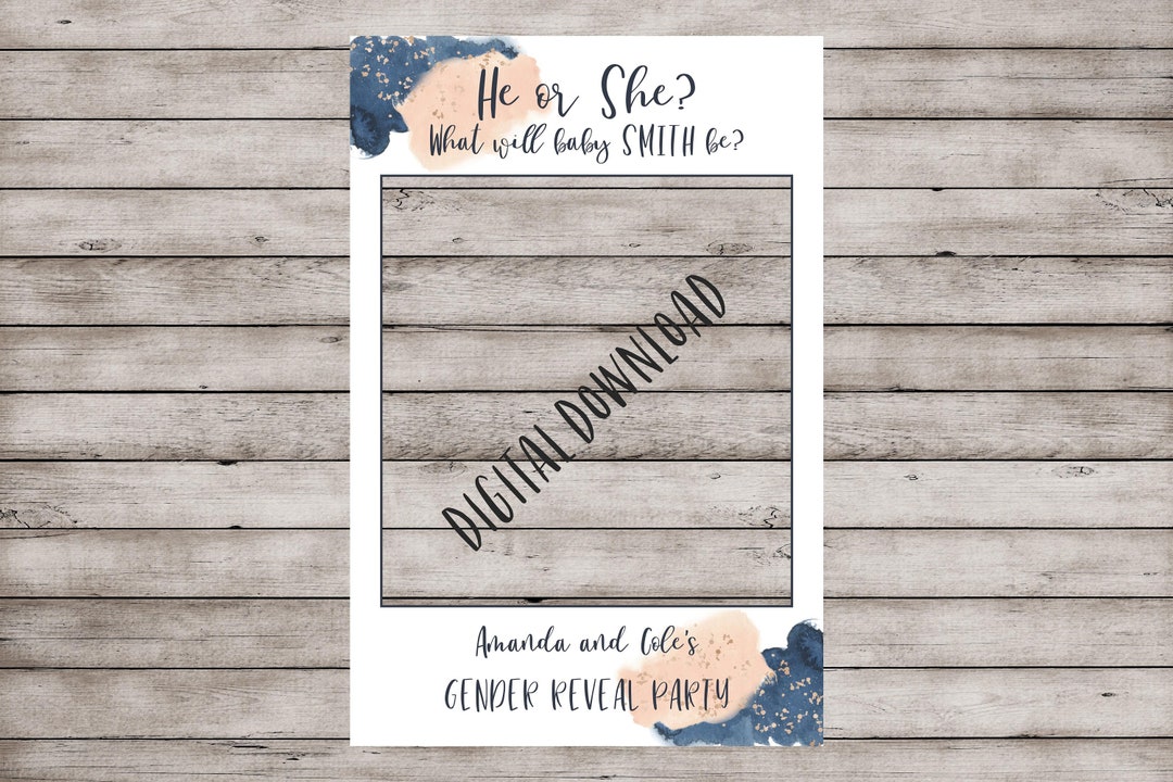 Navy and Blush Gender Reveal Frame, Instagram Frame Prop, Gender Reveal ...