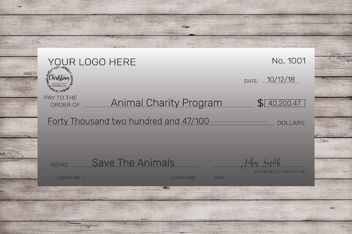 Giant Check, Presentation Check, Big Check, Oversized Check, Giant ...