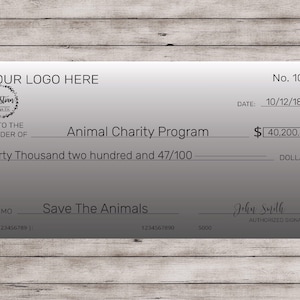 Giant Check, Presentation Check, Big Check, Oversized Check, Giant ...