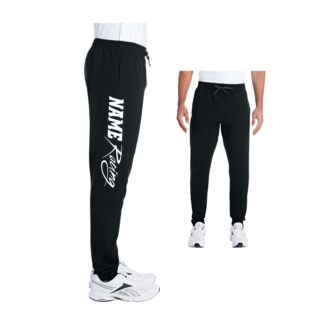 CUSTOM RACING JOGGER Black Sweatpants Gym Pants Side Team Pit Crew Last ...