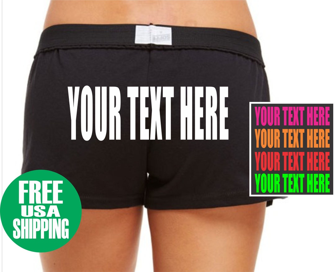 YOUR TEXT HERE Soffe Low Rise Black Pink Shorts Gym Work Out Cheer ...
