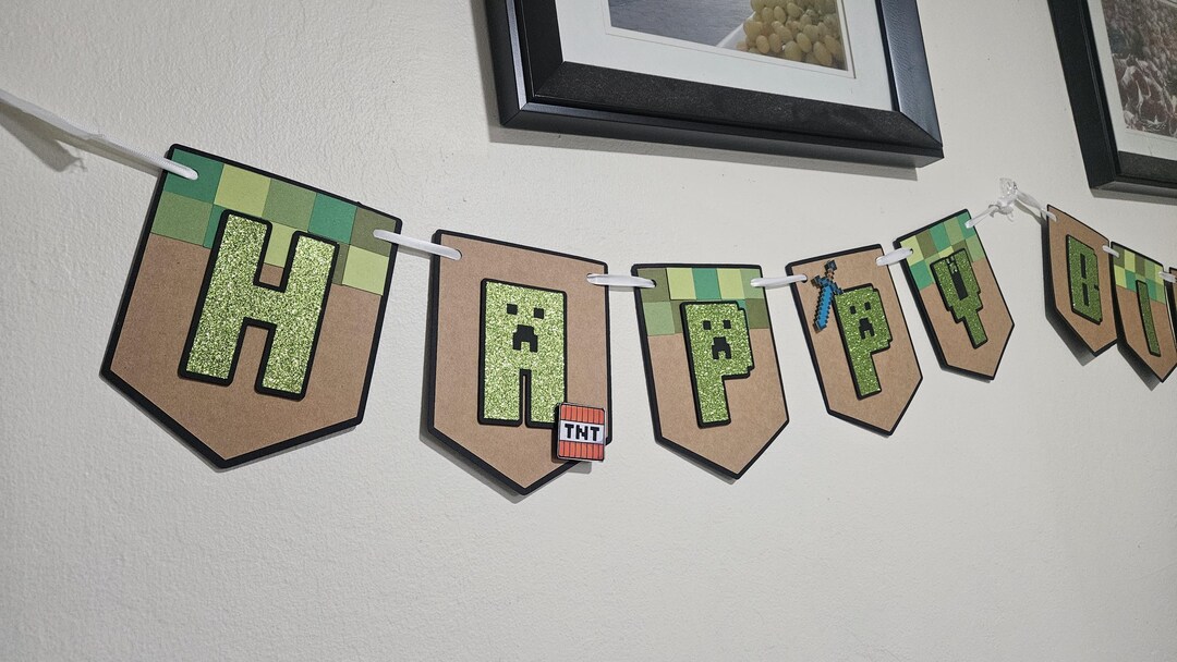 Minecraft Birthday Banner Sign Personalize Banner - Etsy
