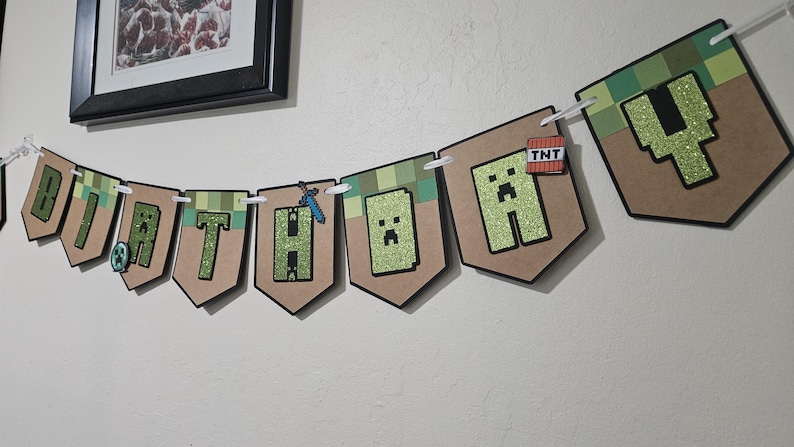 Minecraft Birthday Banner Sign Personalize Banner - Etsy