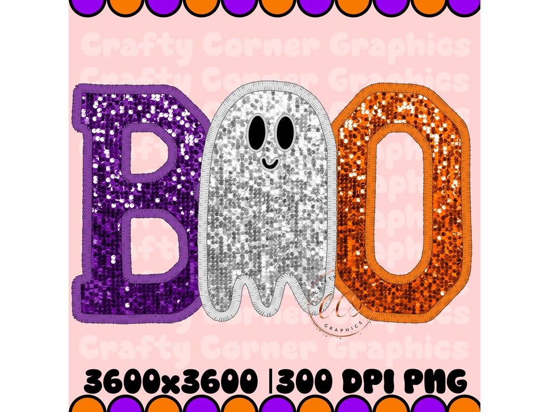Faux Embroidery Png|sequin Halloween|cute Ghost|faux Stitch Design|fall ...