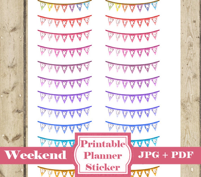 WEEKEND Planner Stickers 24 Printable Weekend Banner FLAGS Weekend ...