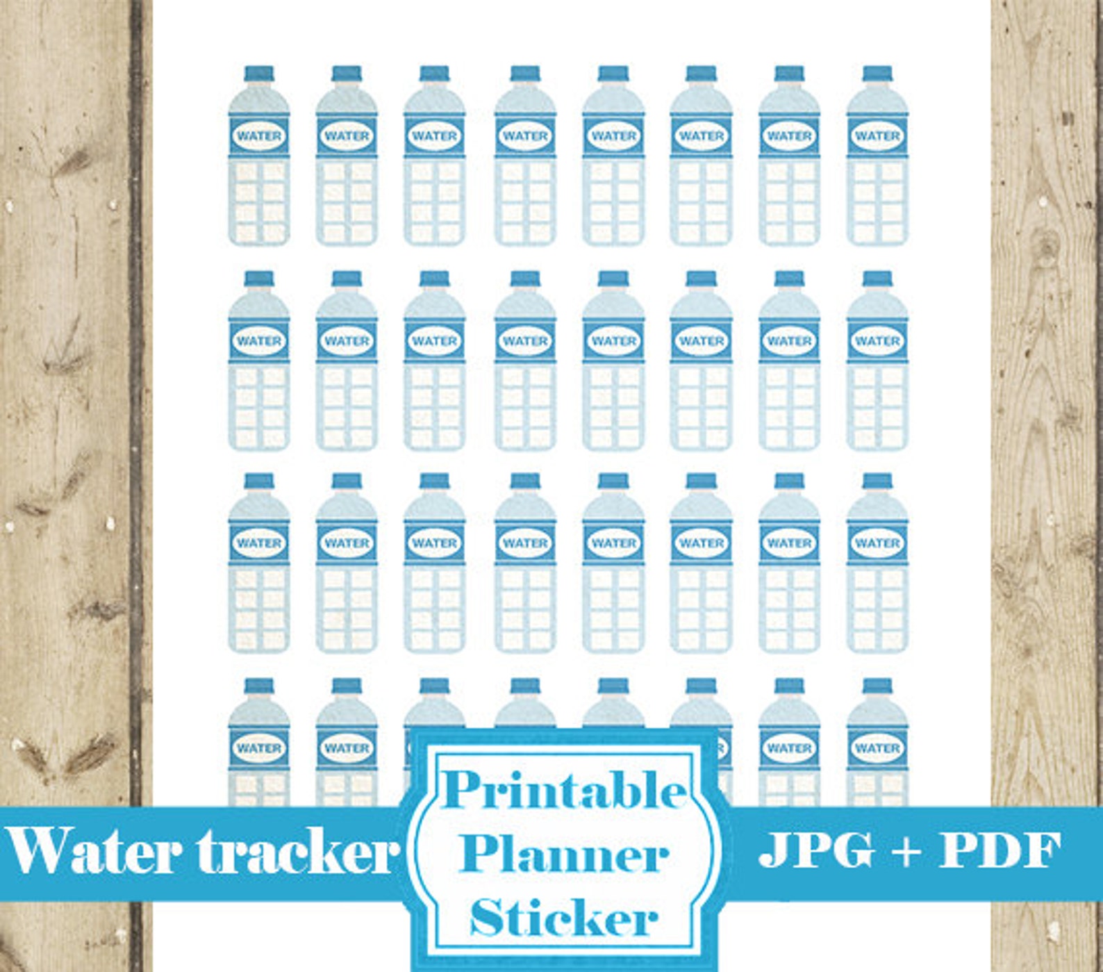 Blue HYDRATION TRACKER Planner Sticker – Printable Planner Sticker ...