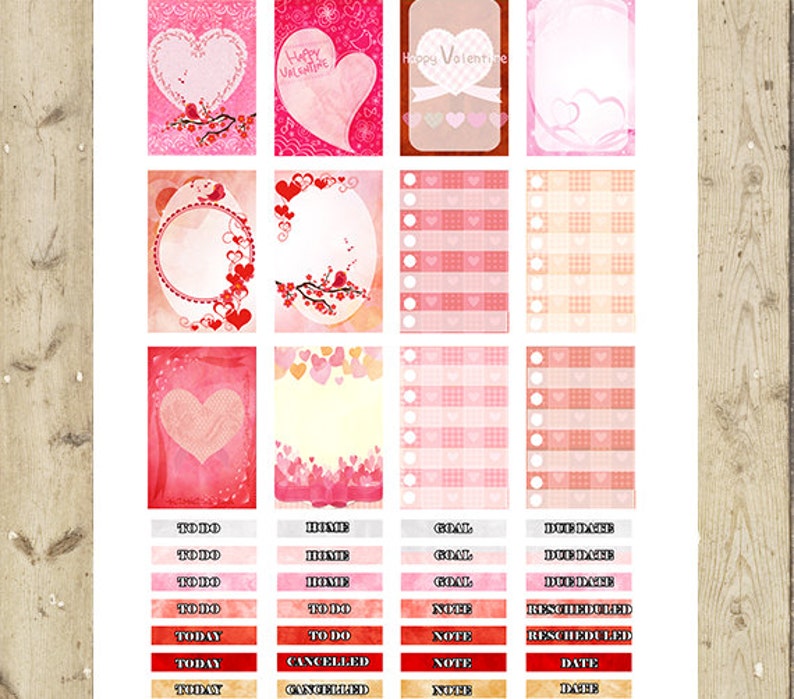 VALENTINES DAY Planner Stickers Kit Printable Planner Stickers Pink ...