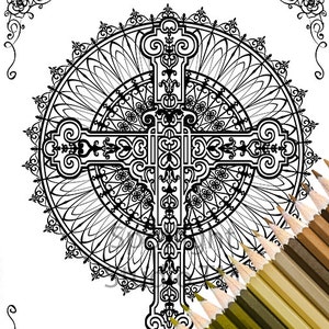 CROSS Adult Coloring Page – Printable Color Page Adult Coloring Book ...