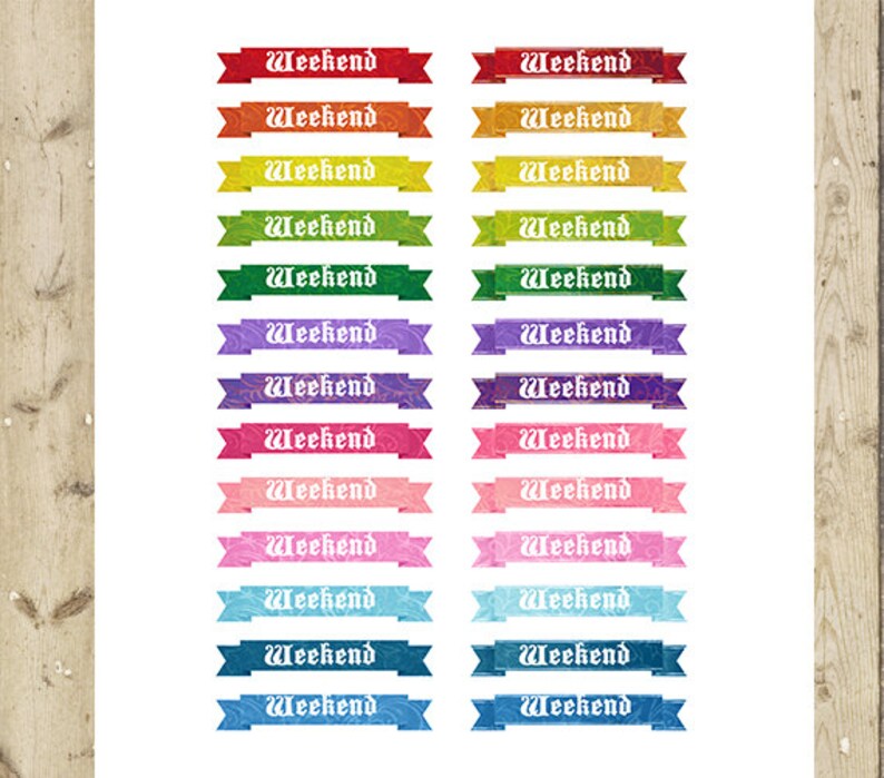 WEEKEND Planner Stickers –26 Ribbons Printable Weekend Banner Printable ...
