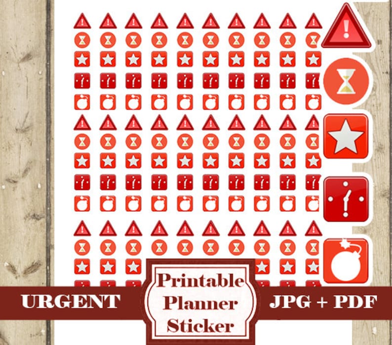 URGENT Planner Stickers – Printable Planner Sticker Rush Important Icon ...