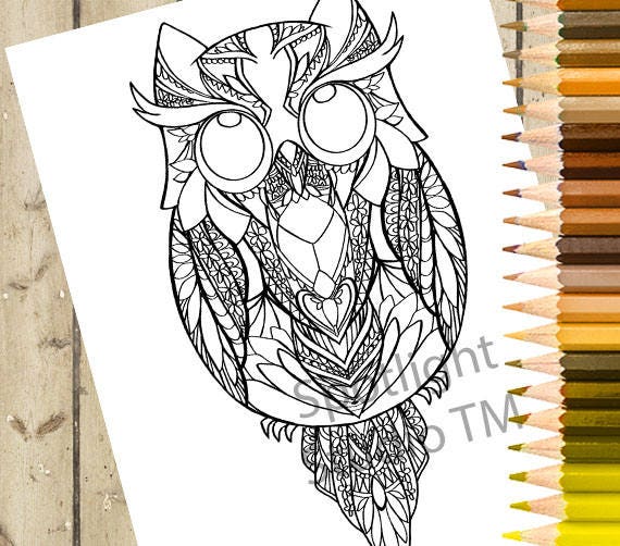 OWL Adult Coloring Page PRINTABLE Coloring Page Bird Owl Coloring Page ...