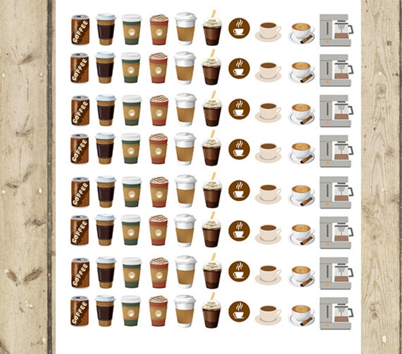 COFFEE Mini Stickers – 80 Coffee Printable Planner Stickers Coffee Mini ...