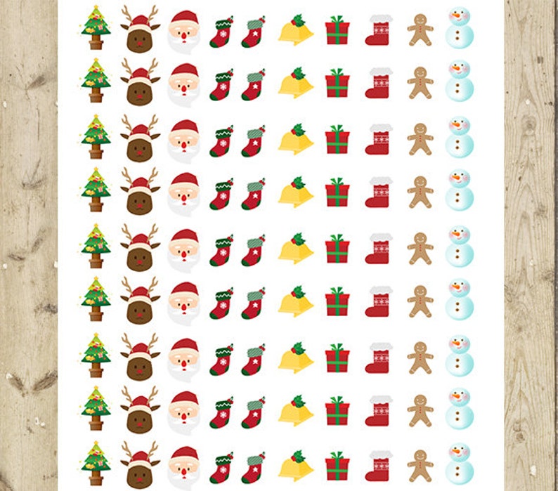CHRISTMAS Mini Stickers 90 Christmas Printable Planner Stickers Santa ...