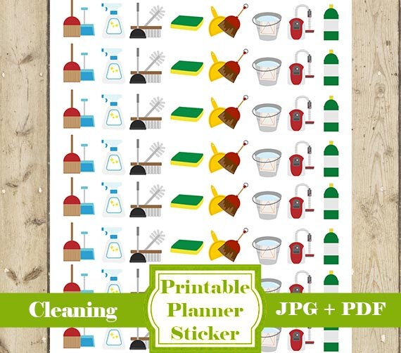 CLEANING Planner Sticker Printable Planner Sticker Cleaning - Etsy