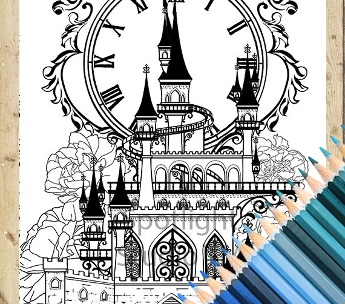 CINDERELLA CASTLE Adult Coloring Page Cinderella Printable Coloring ...