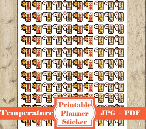 TEMPERATURE Mini Stickers Printable Planner Stickers Temperature ...