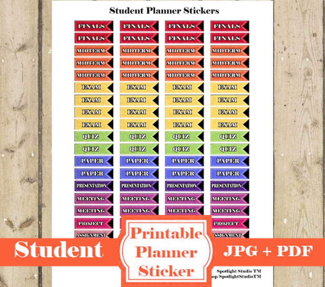 80 STUDENT Planner Stickers Set: Printable Student HEADER Planner ...