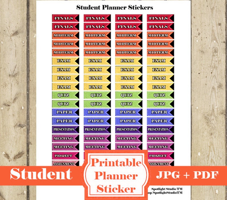 80 STUDENT Planner Stickers Set: Printable Student HEADER Planner ...