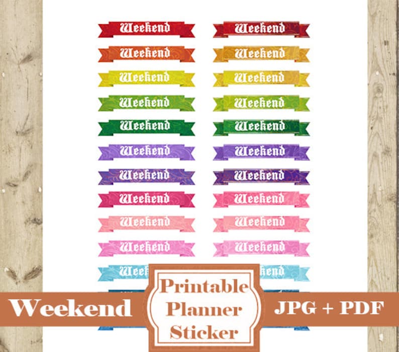WEEKEND Planner Stickers –26 Ribbons Printable Weekend Banner Printable ...