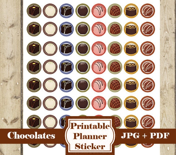 CHOCOLATE Mini Stickers Printable Planner Stickers Icon | Etsy
