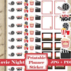 MOVIE NIGHT Planner Sticker – Printable Planner Icon Sticker Icon ...
