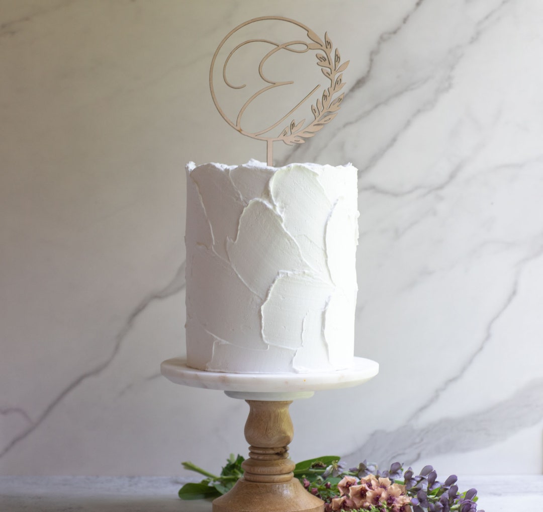 Monogram Wedding Cake Topper | Personalized Wooden Anniversary | Modern ...