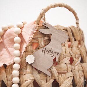 Personalized Bunny Wooden Easter Basket Tags | Bunny Basket Tags ...