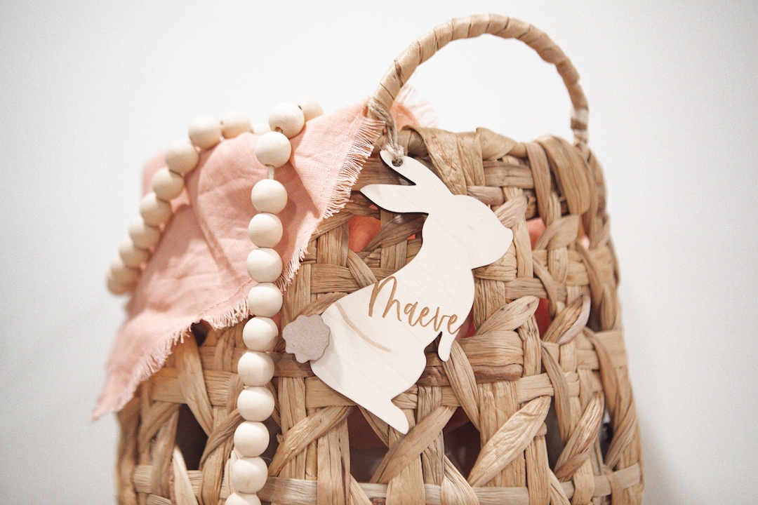 Personalized Bunny Wooden Easter Basket Tags Bunny Basket Tags Easter ...