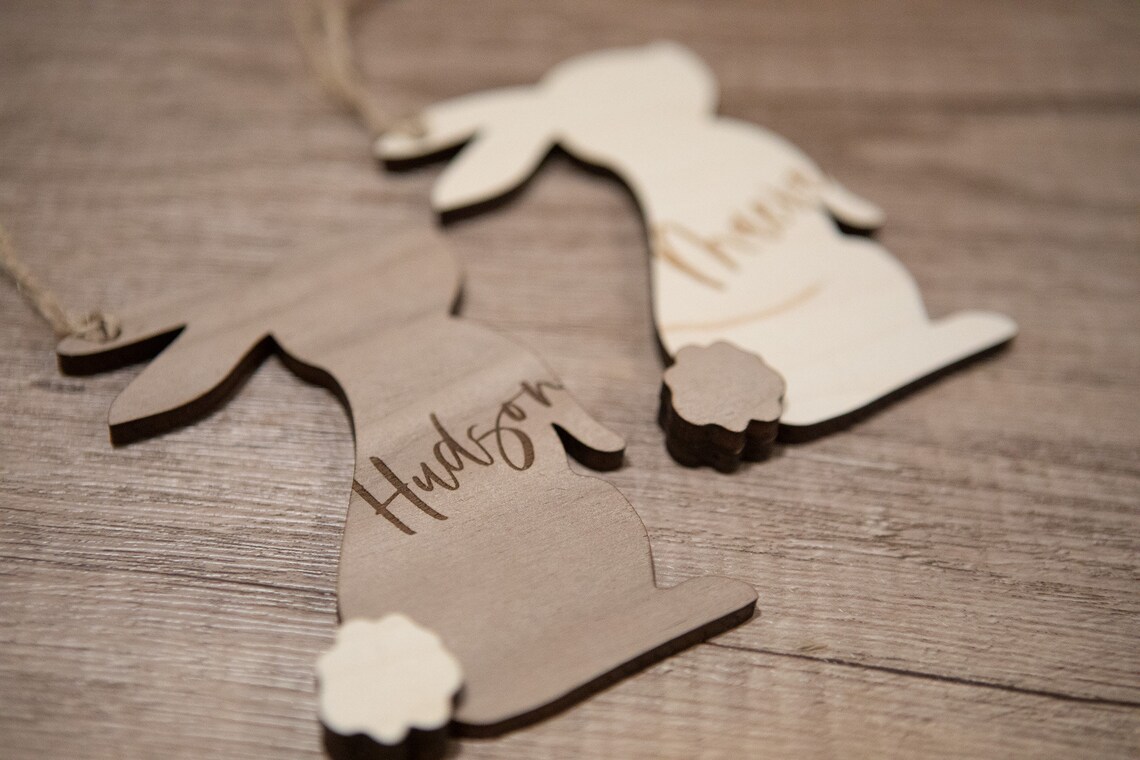 Personalized Bunny Wooden Easter Basket Tags | Bunny Basket Tags ...