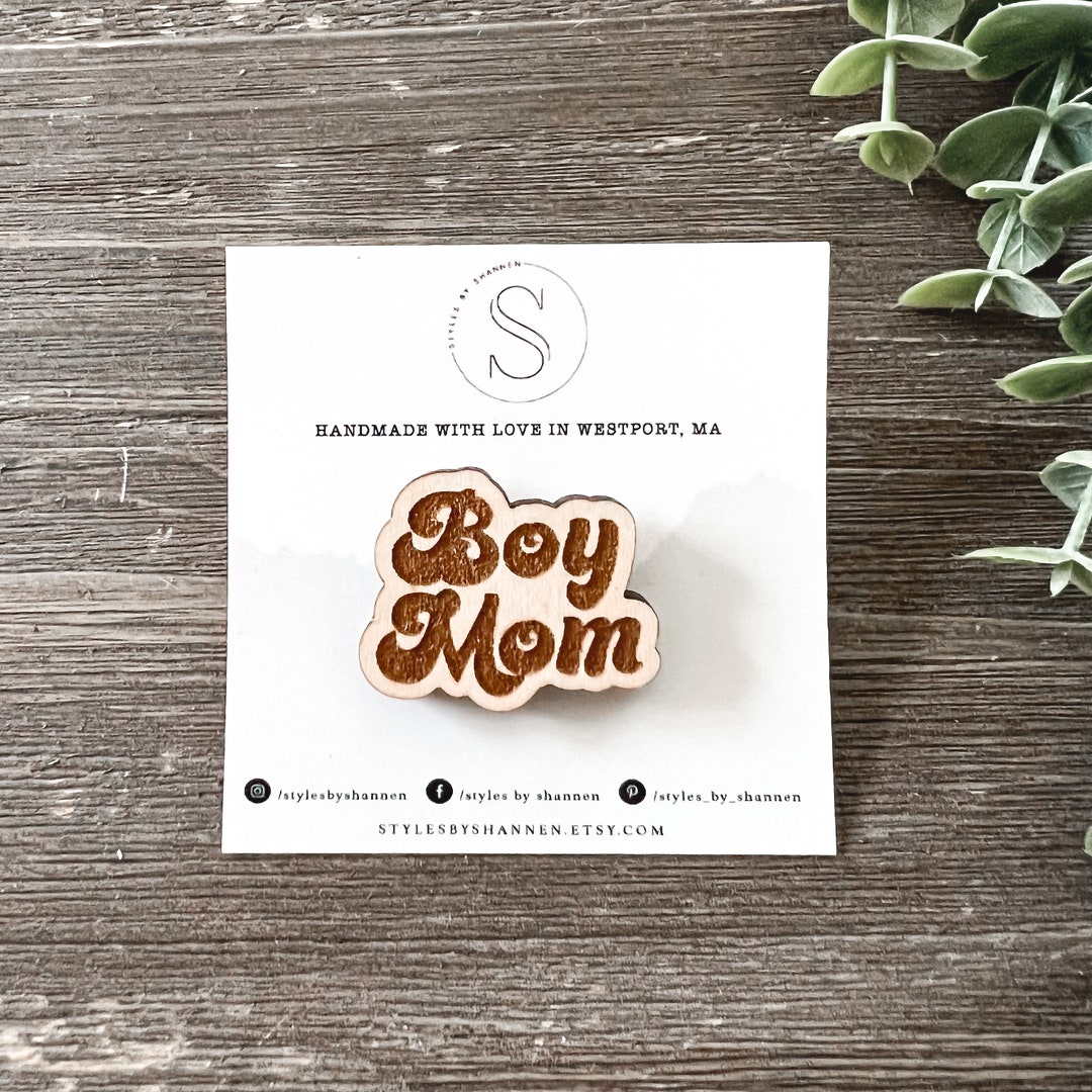 Retro Wooden Boy Mom Pin Gift for Mom Diaper Bag Swag - Etsy