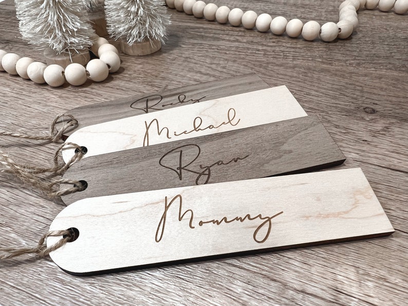 Modern Wooden Stocking Tags Custom Christmas Gift Tag - Etsy