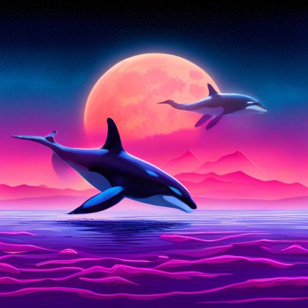 Killer Whale Art,orca Tag Game Painting,oceanic Playfulness,aquatic ...