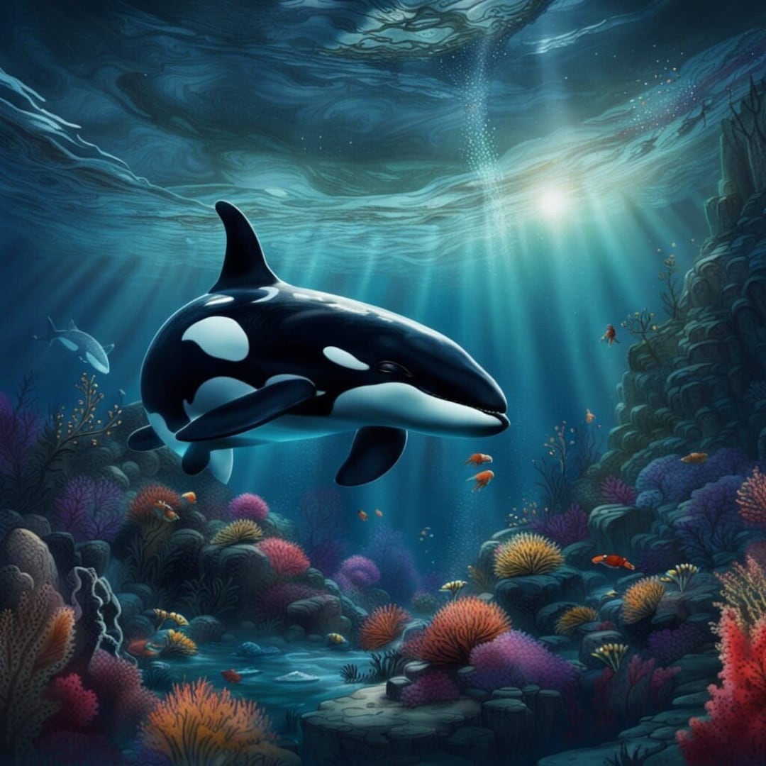 Killer Whale Art Orca Painting Marine Life Illustration - Etsy