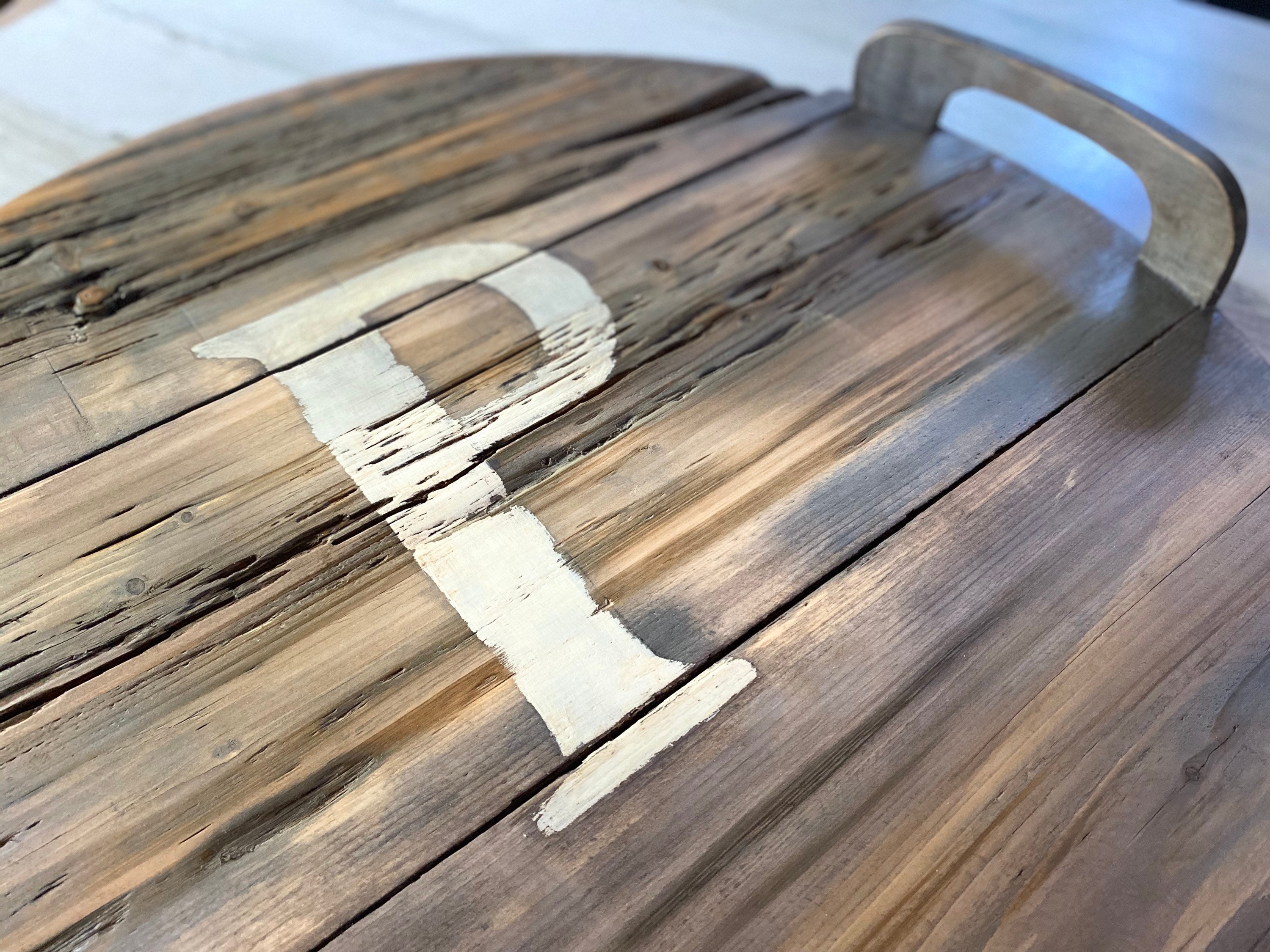Reclaimed Wood Round Serving Tray customizable - Etsy