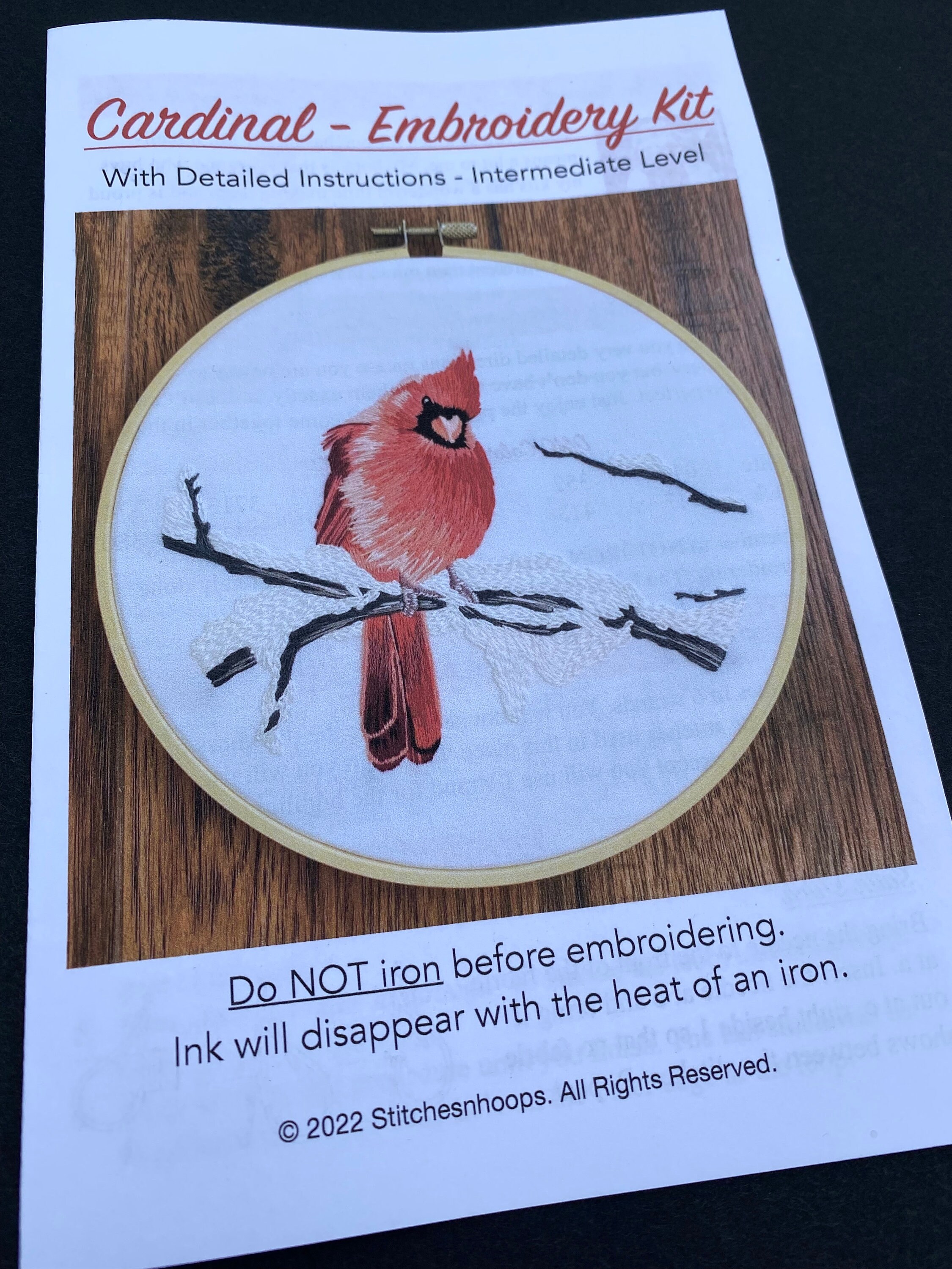 Cardinal Embroidery Kit Complete Kit Detailed Instructions - Etsy