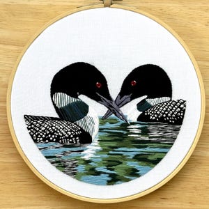 Loon Embroidery Kit, Complete Kit, Detailed Instructions, DMC Floss ...