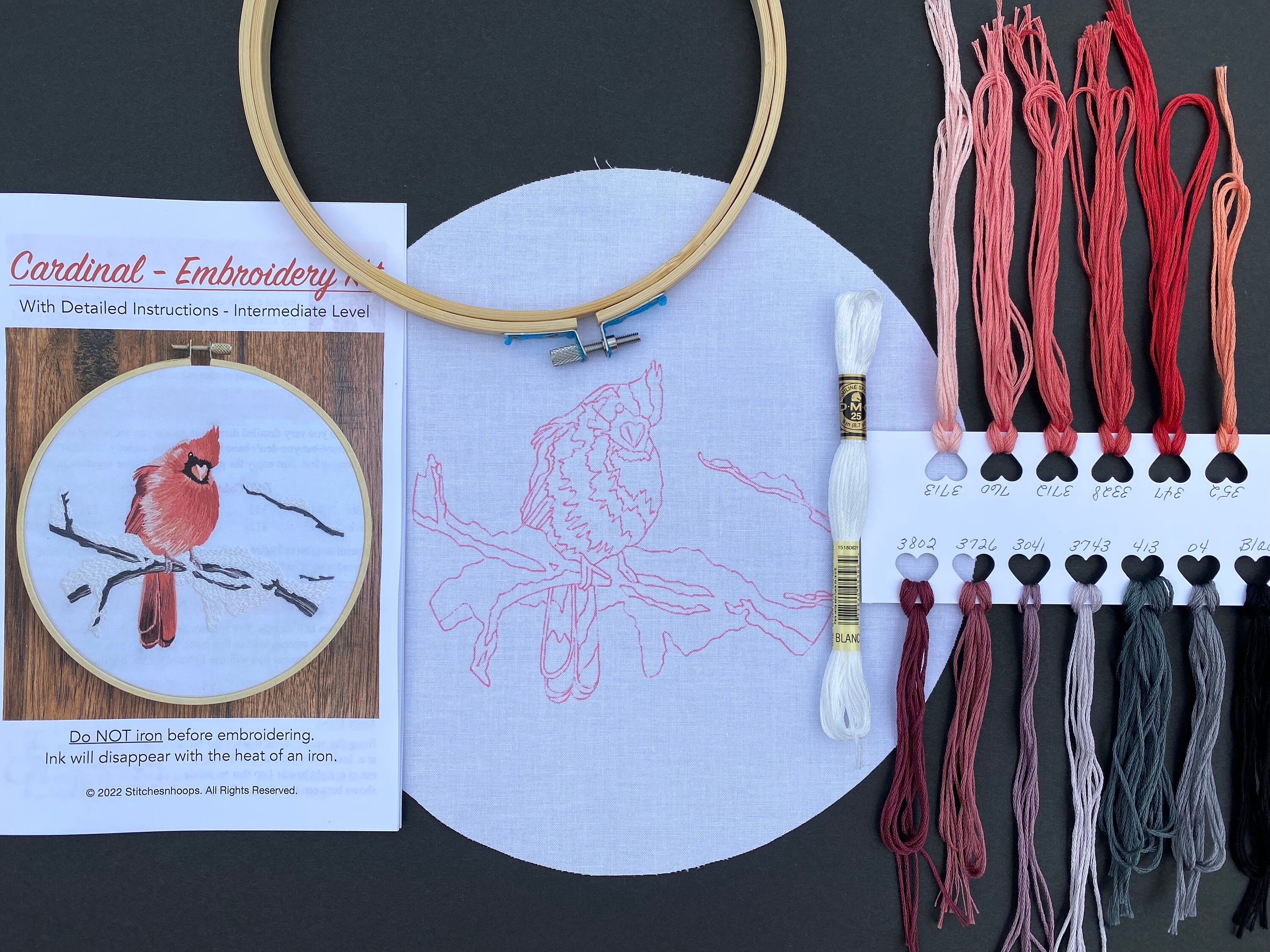 Cardinal Embroidery Kit Complete Kit Detailed Instructions - Etsy