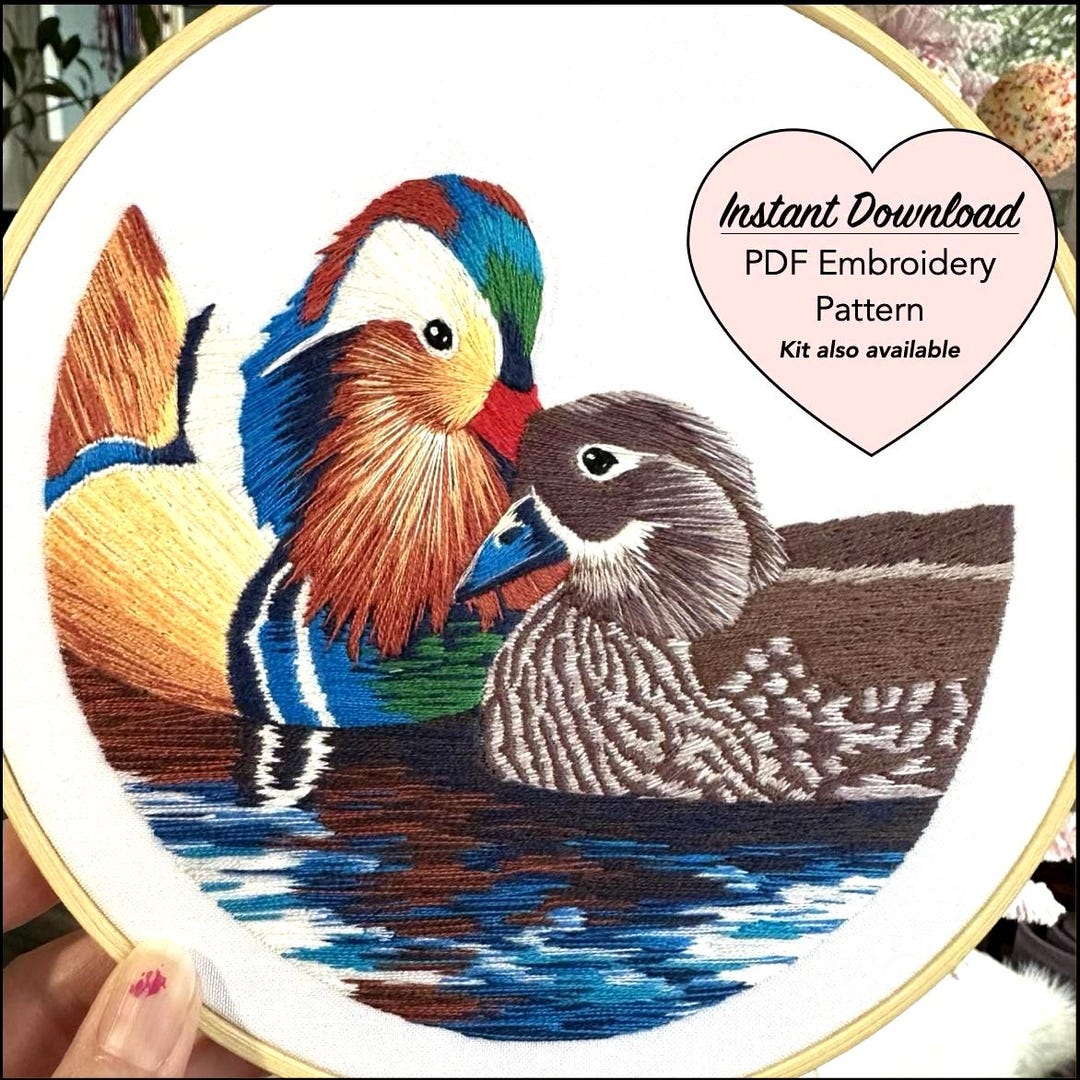 Embroidery Pattern "mandarin Duck", Hand Embroidery Digital Download ...