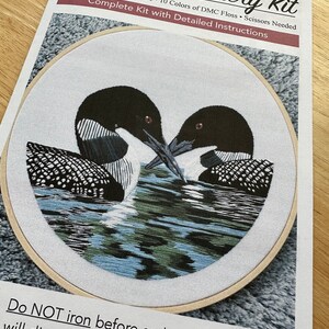 Loon Embroidery Kit, Complete Kit, Detailed Instructions, DMC Floss ...