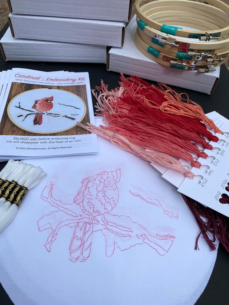 Cardinal Embroidery Kit Complete Kit Detailed Instructions - Etsy Canada