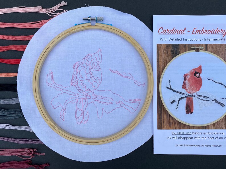 Cardinal Embroidery Kit Complete Kit Detailed Instructions - Etsy
