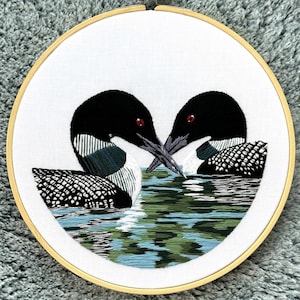 Loon Embroidery Kit, Complete Kit, Detailed Instructions, DMC Floss ...