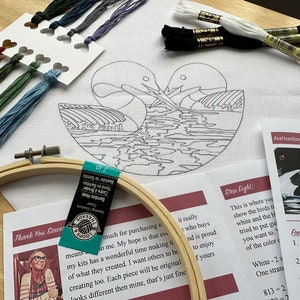 Loon Embroidery Kit, Complete Kit, Detailed Instructions, DMC Floss ...